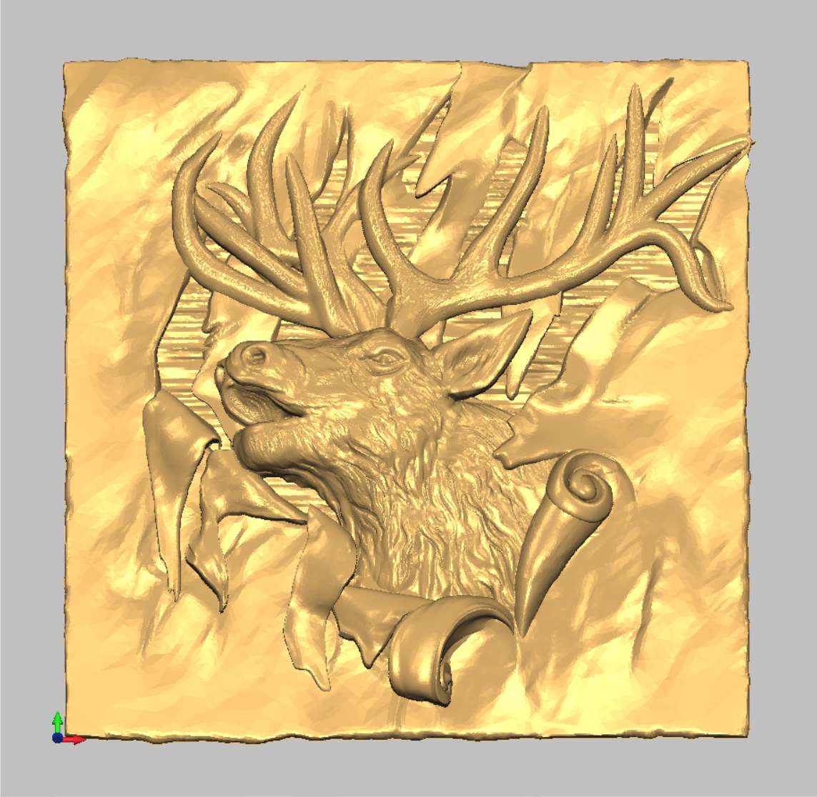 Frameless panel "Horned deer" (Model 4347) STL model for CNC router ...