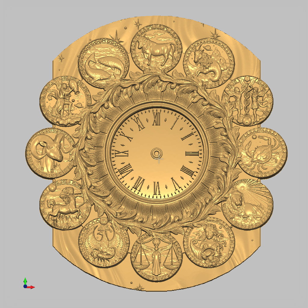 Clock "Signs of the Zodiac" (Model 3028) STL for milling machines download