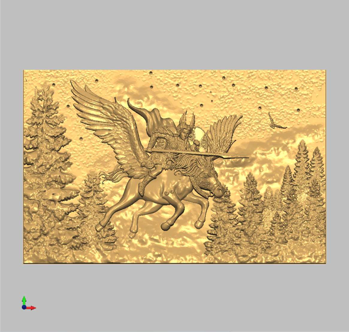 Panel without frame "Amazon on Pegasus" (Model 5191) STL model for CNC ...