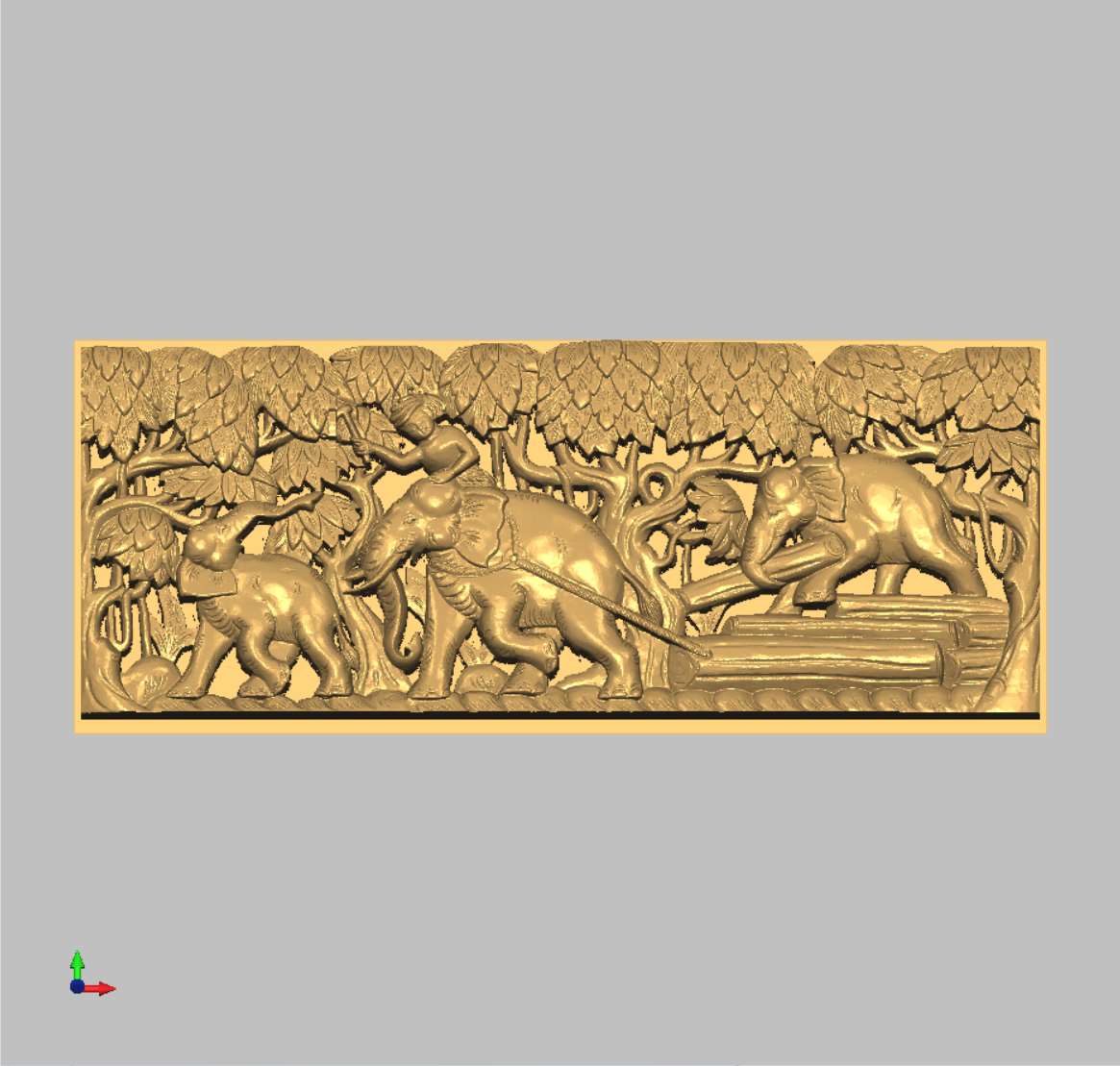 Panel without a frame "Elephants and logs" (Model 5279) STL model for ...