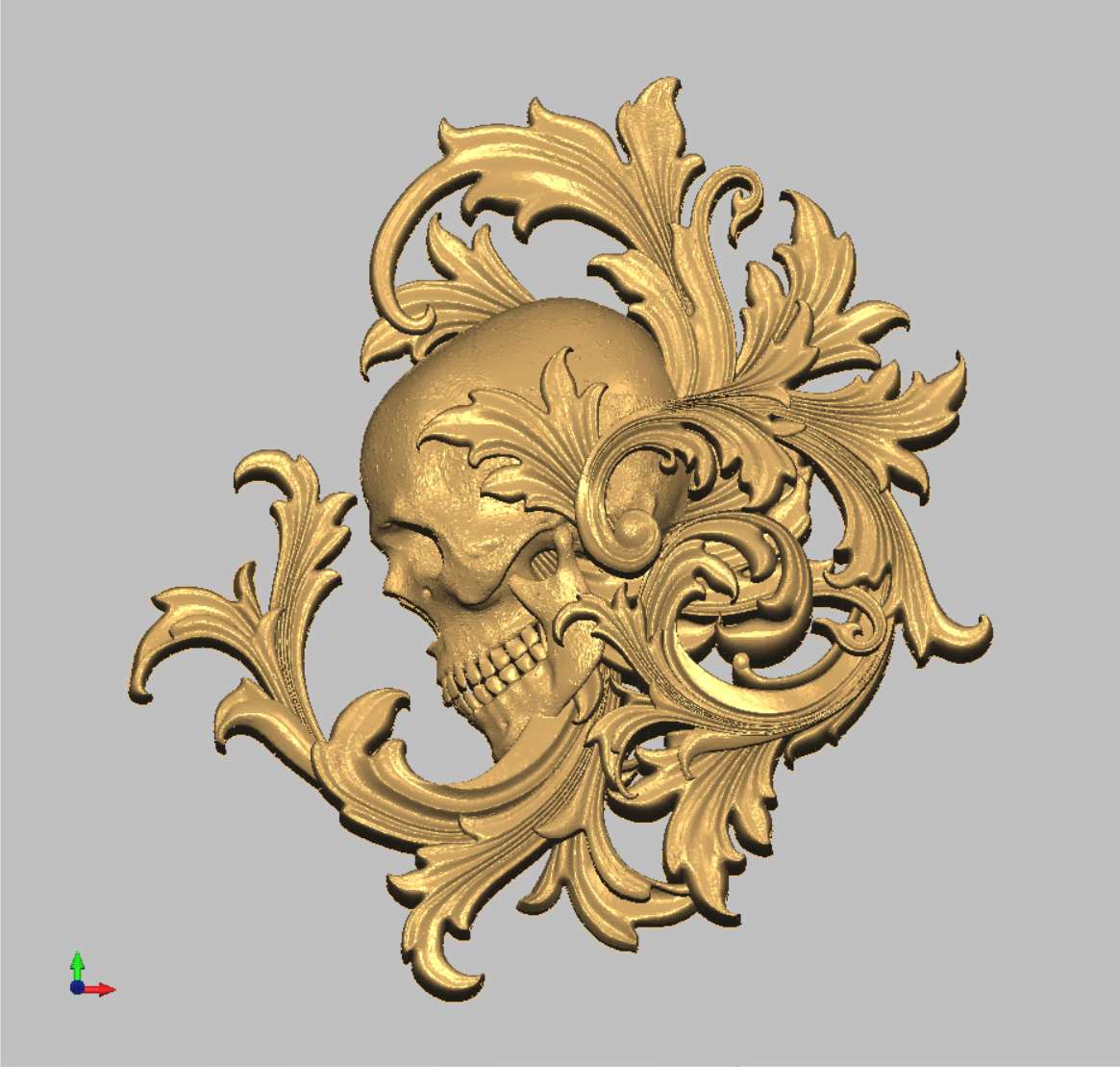 Bas -relief "Skull in curls" (Model 5361) STL model for CNC router download
