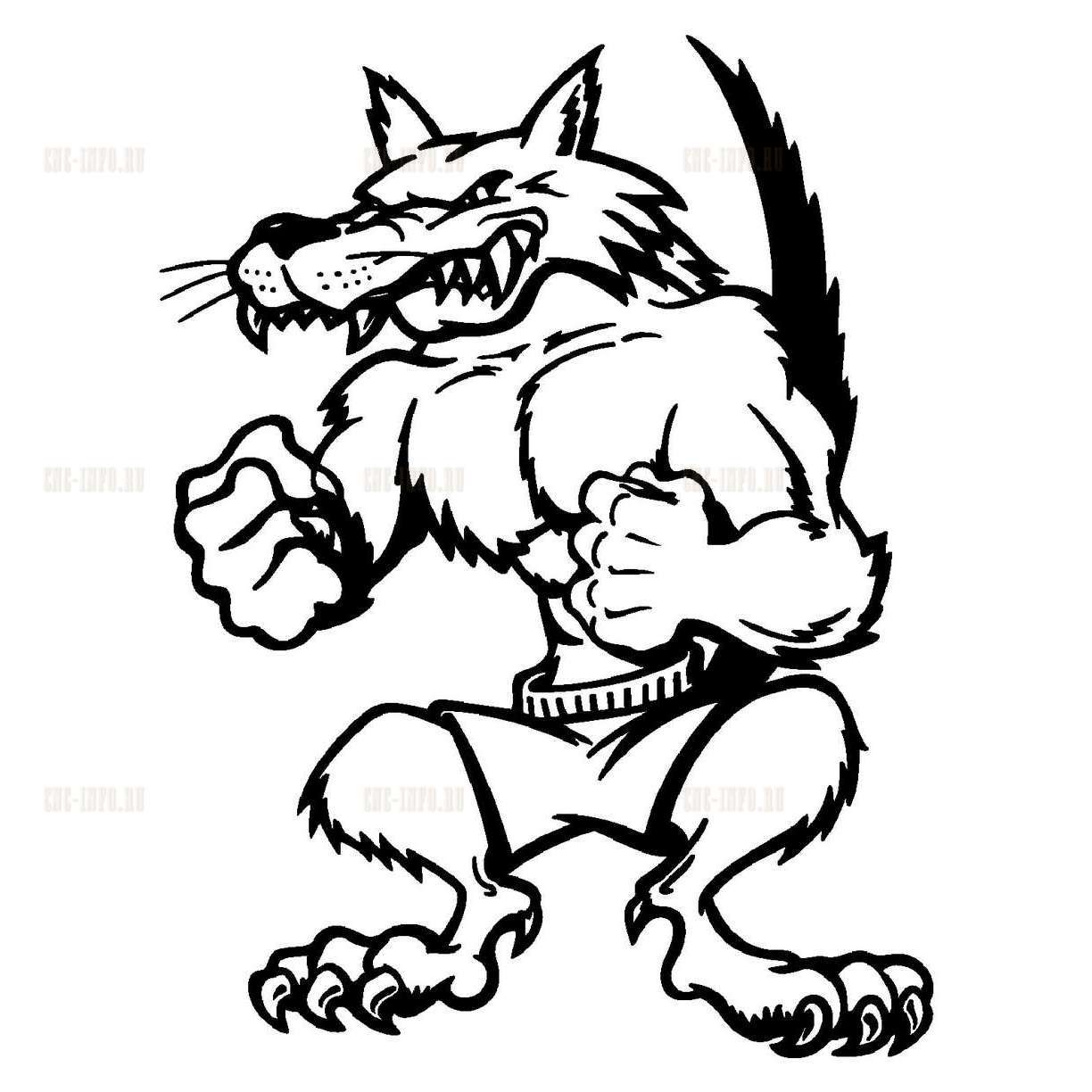 Mascot «Bad Wolf» (model v-pann_1037) EPS, DXF, CDR, 2D vector model