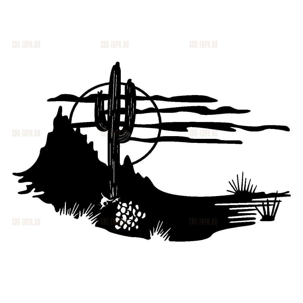 Mascot «Cactus in the Desert» (model v-pann_1258) EPS, DXF, CDR, 2D ...