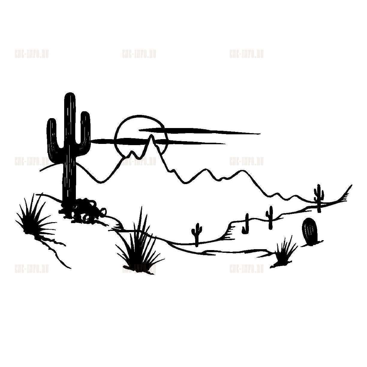 Mascot «Cactus in the Desert» (model v-pann_1259) EPS, DXF, CDR, 2D ...