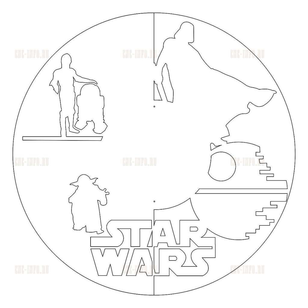«Star Wars» clock (model v-nkloc_0015) EPS, DXF, CDR, 2D vector model