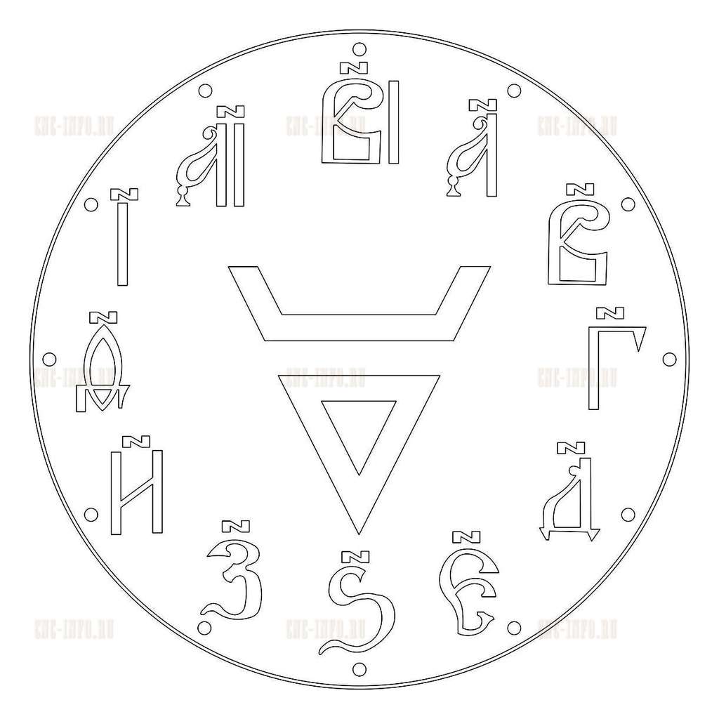 Clock «Symbols» (model v-nkloc_0053) EPS, DXF, CDR, 2D vector model