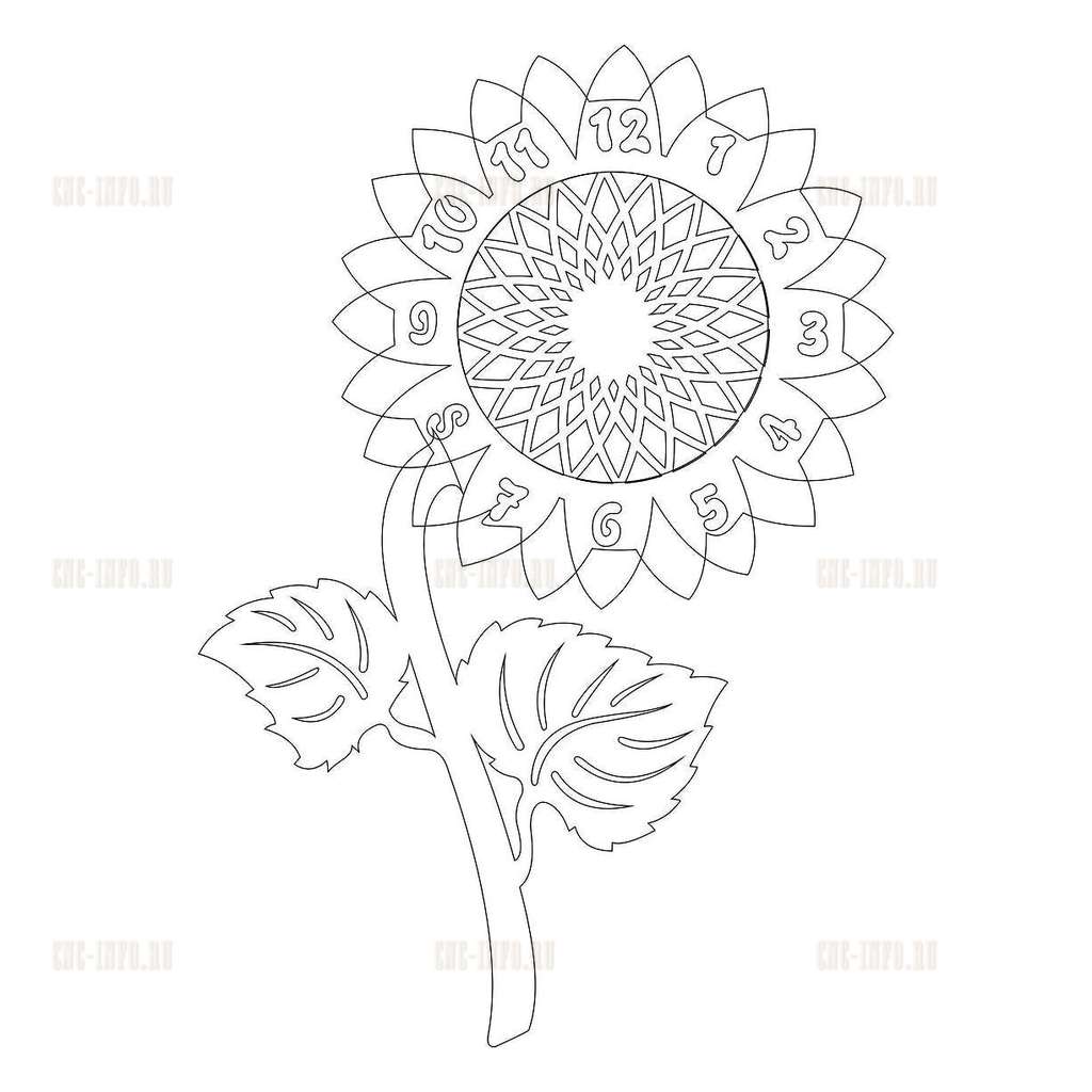 Sunflower clock (model v-nkloc_0261) EPS, DXF, CDR, 2D vector model