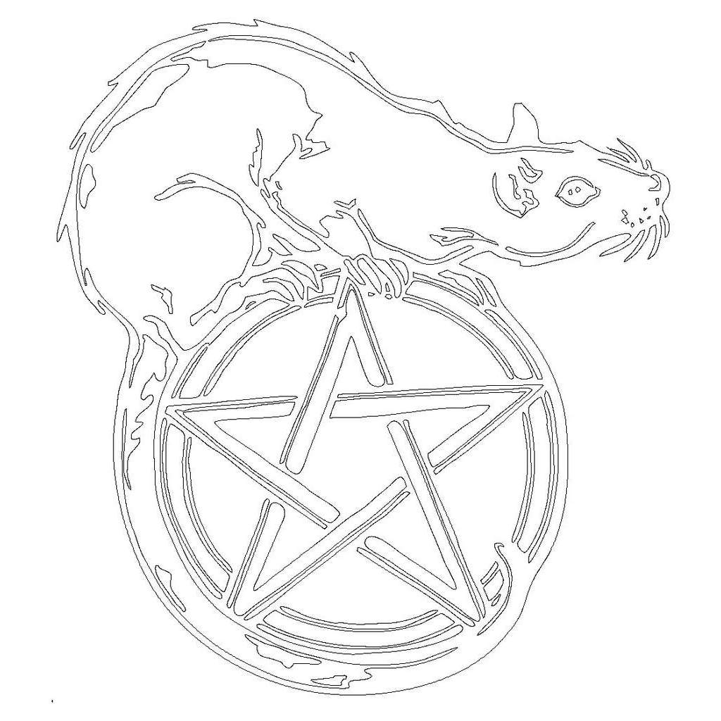 Rat on the pentagram (Model v-1014) EPS, DXF, 2D vector model