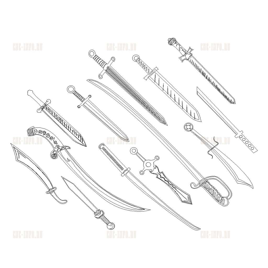 Stencil «swords» (model v-1203) EPS, DXF, CDR, 2D vector model