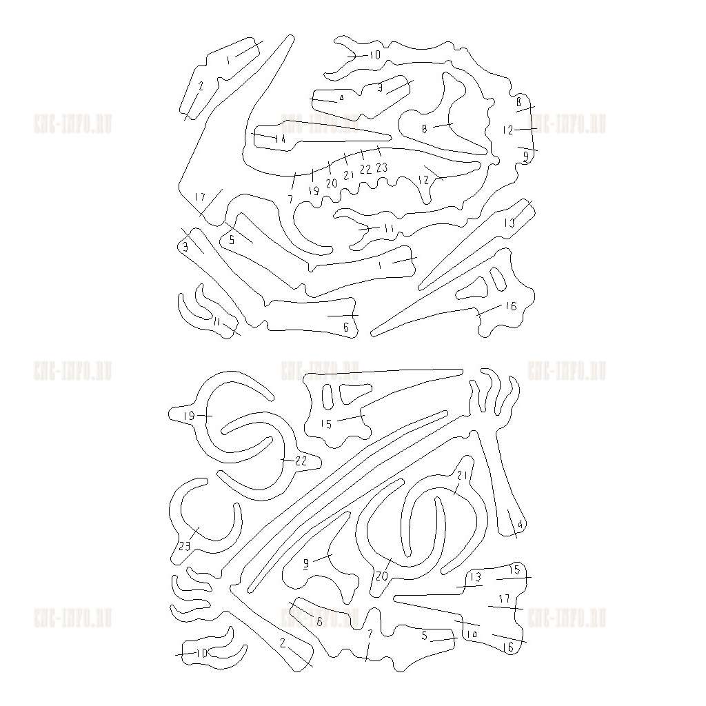 Model «Dinosaurus Pterax» (model v-1236) EPS, DXF, CDR, 2D vector model