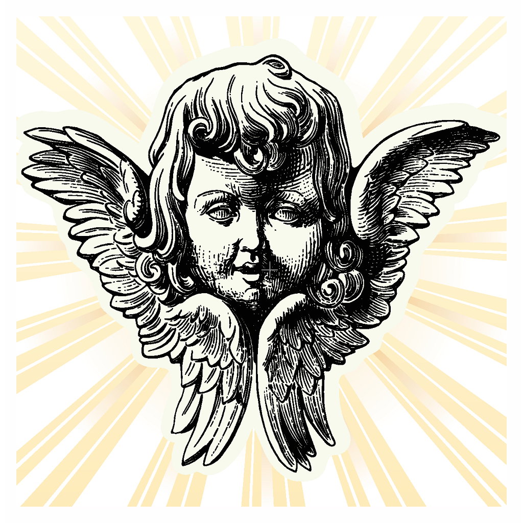 Angel head with wings (Model v-510) EPS, DXF, 2D vector model